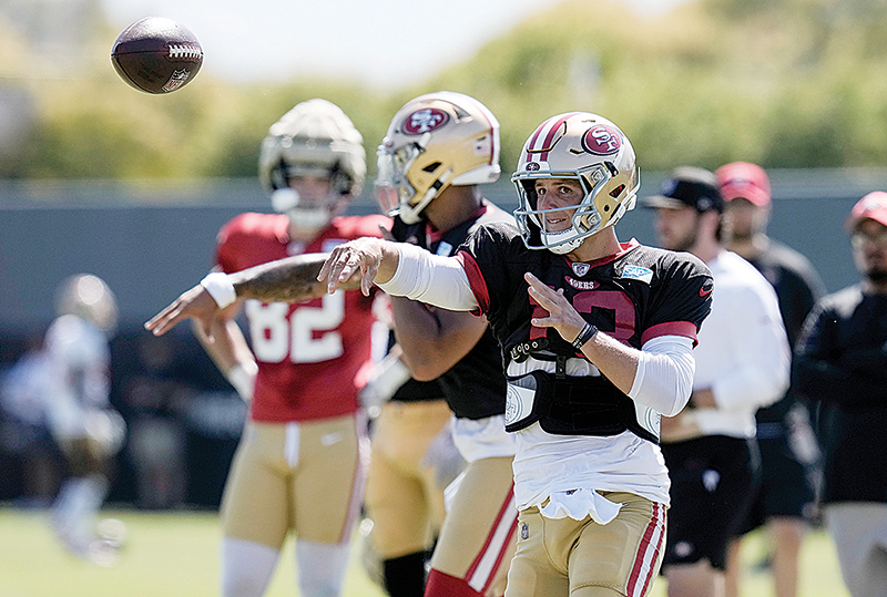 49ers’ Purdy says he feels ‘normal’ as he works way back from elbow ...